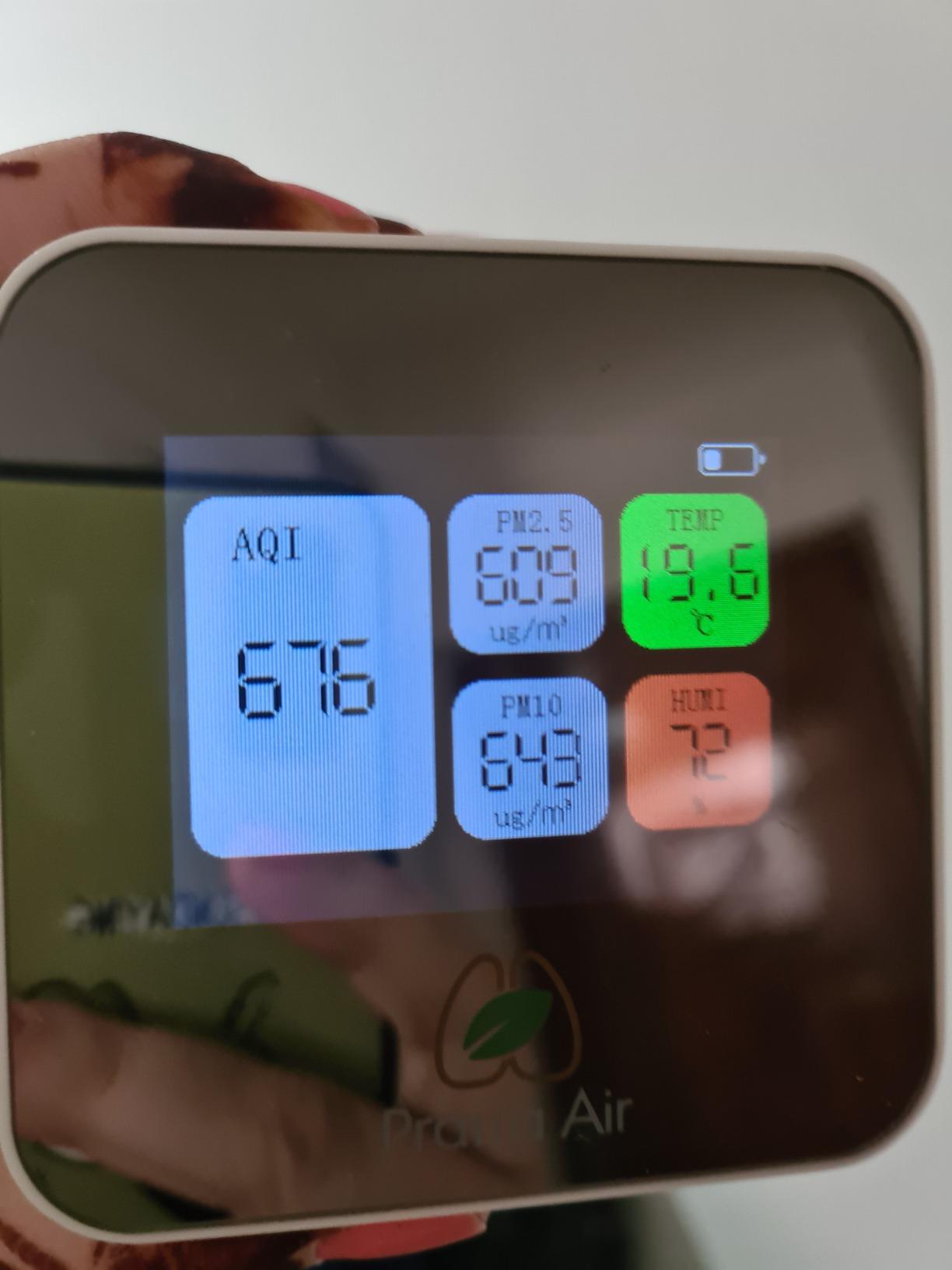 Prana Air CAIR+ Indoor Air Quality Monitor Measuring AQI, PM2.5, PM10 ...