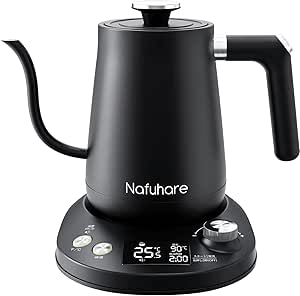 Amazon | Nafuhare 電気ケトル コーヒーケトル 0.8L 1200W 1℃単位温度調節 保温機能 ドリップタイマー機能付 空だき防止 自動電源オフ 急速沸騰 ℃/℉切替 細口 ...