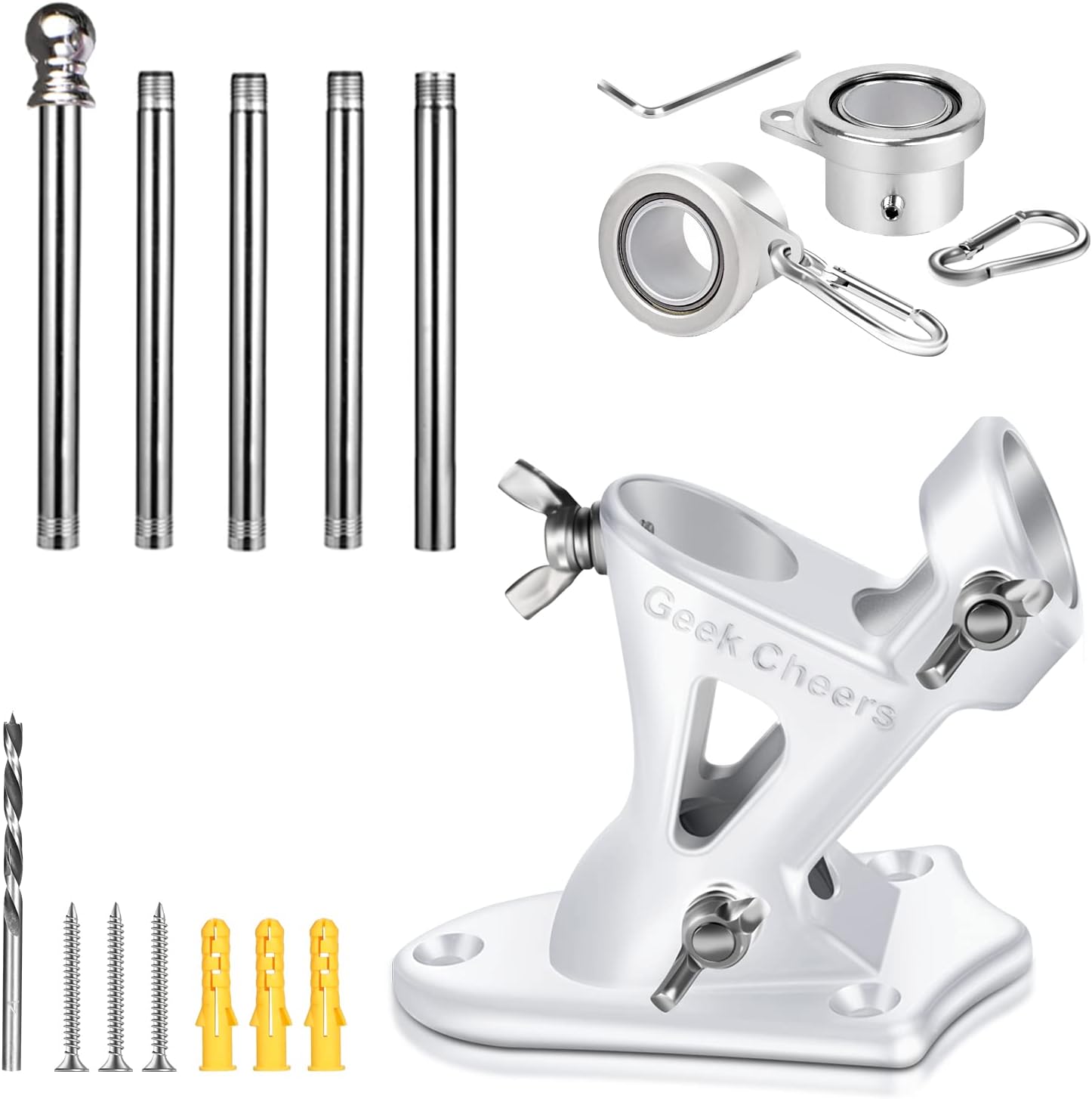 Amazon.com : Geek Cheers T304 Stainless Steel Heavy Duty Flag Pole Kit ...