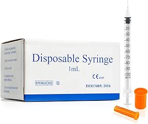 Amazon.com: 1ml Syringes with Needle, Disposable U-100 1cc Syringe 30G 1/2 Inch Needle, Sterile ...