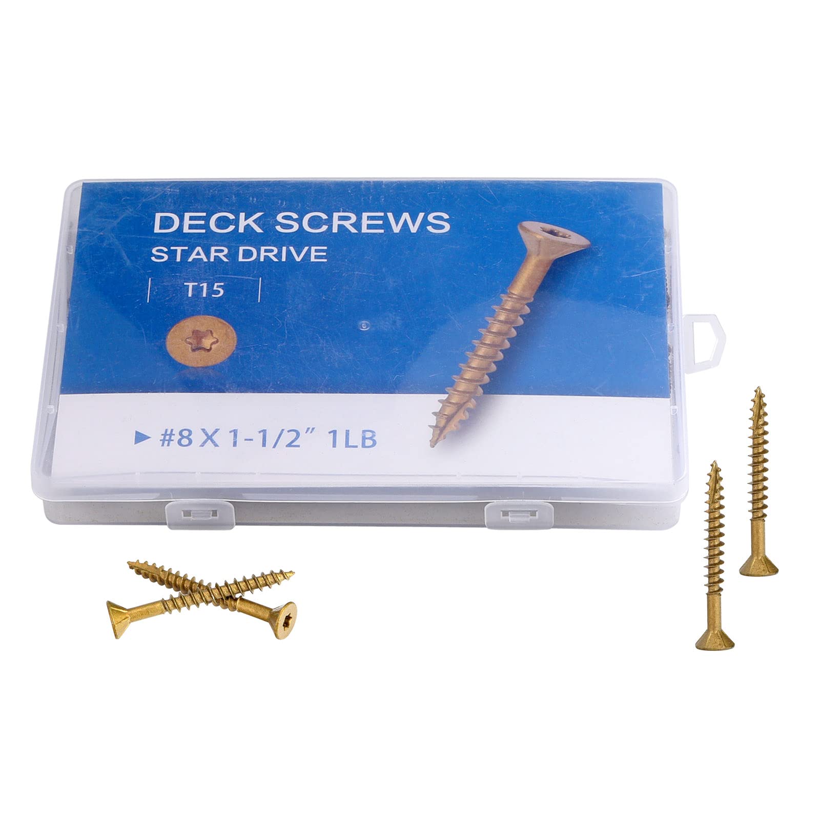 #8 x 1-1/2" 1lb T15 Iron Deck Screw Flat Head Torx Trough Rib Screws ...