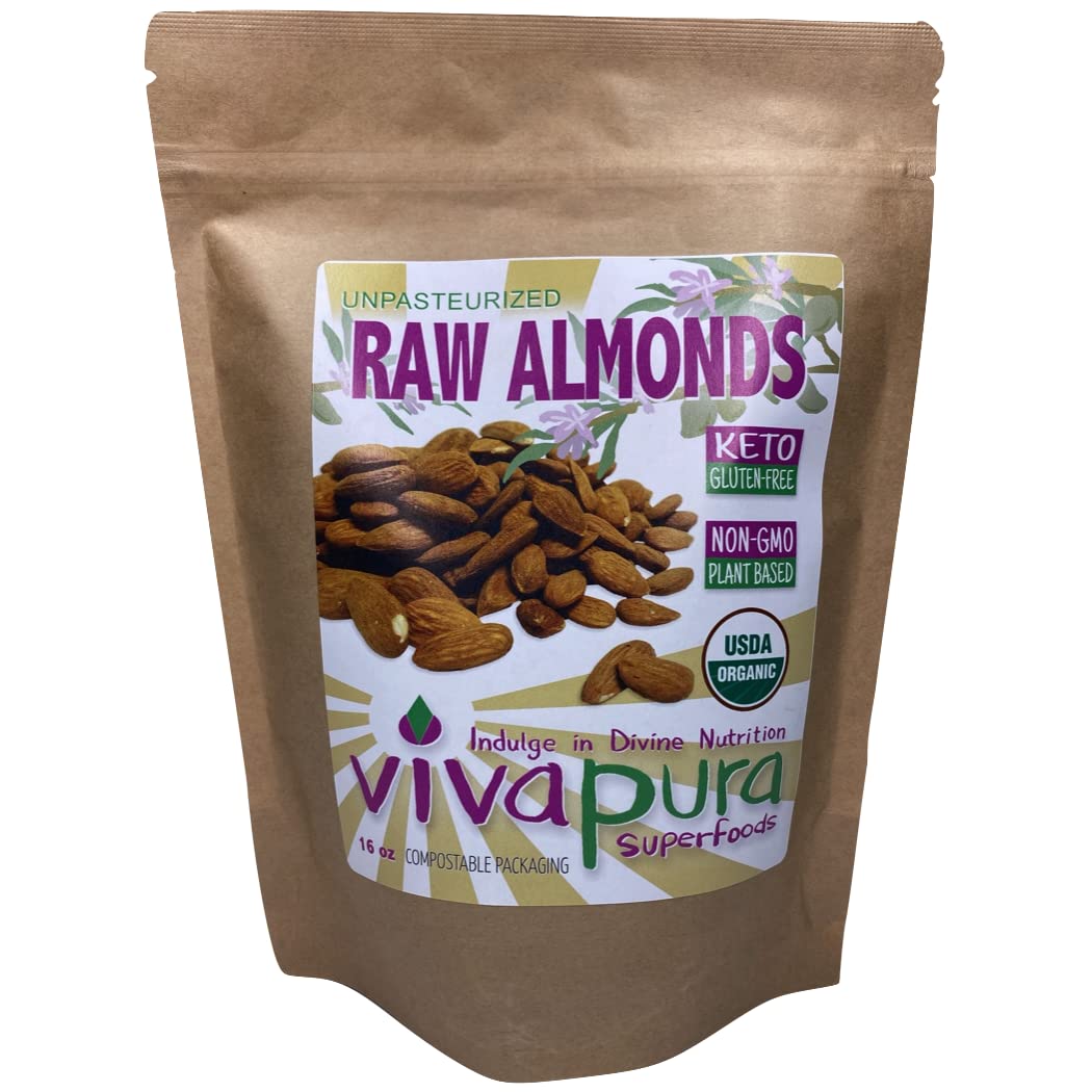 Amazon.com : Vivapura Superfoods Organic Almonds, 16 oz, Unpasteurized ...