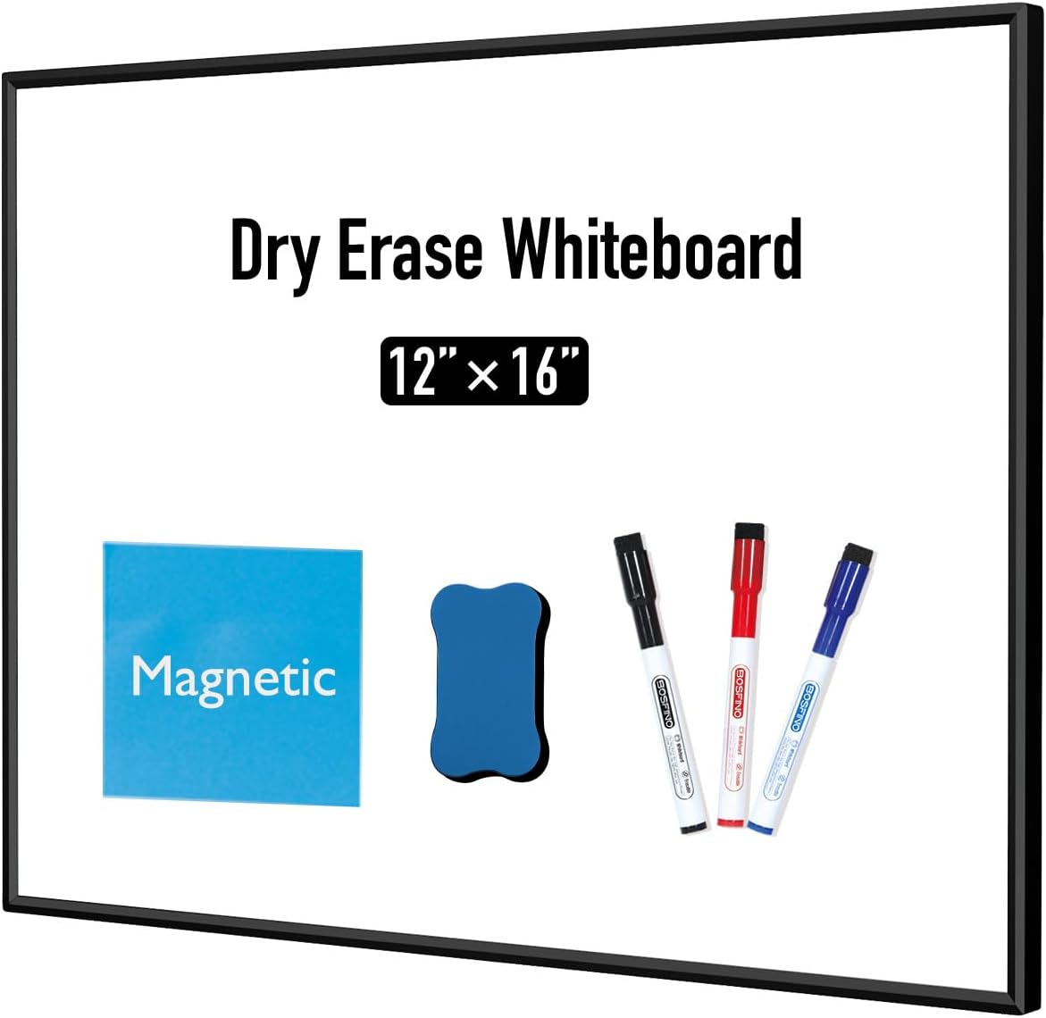 DumanAsen Magnetic Dry Erase Board, Black Aluminum Framed Whiteboard ...