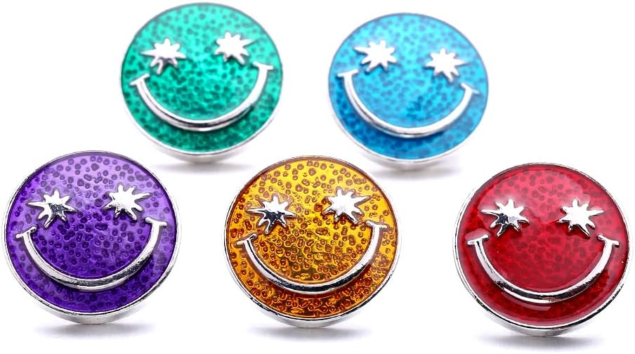 Amazon.com: Lovglisten Cute Smile Enamel Snap Button 18mm Snap Charms ...