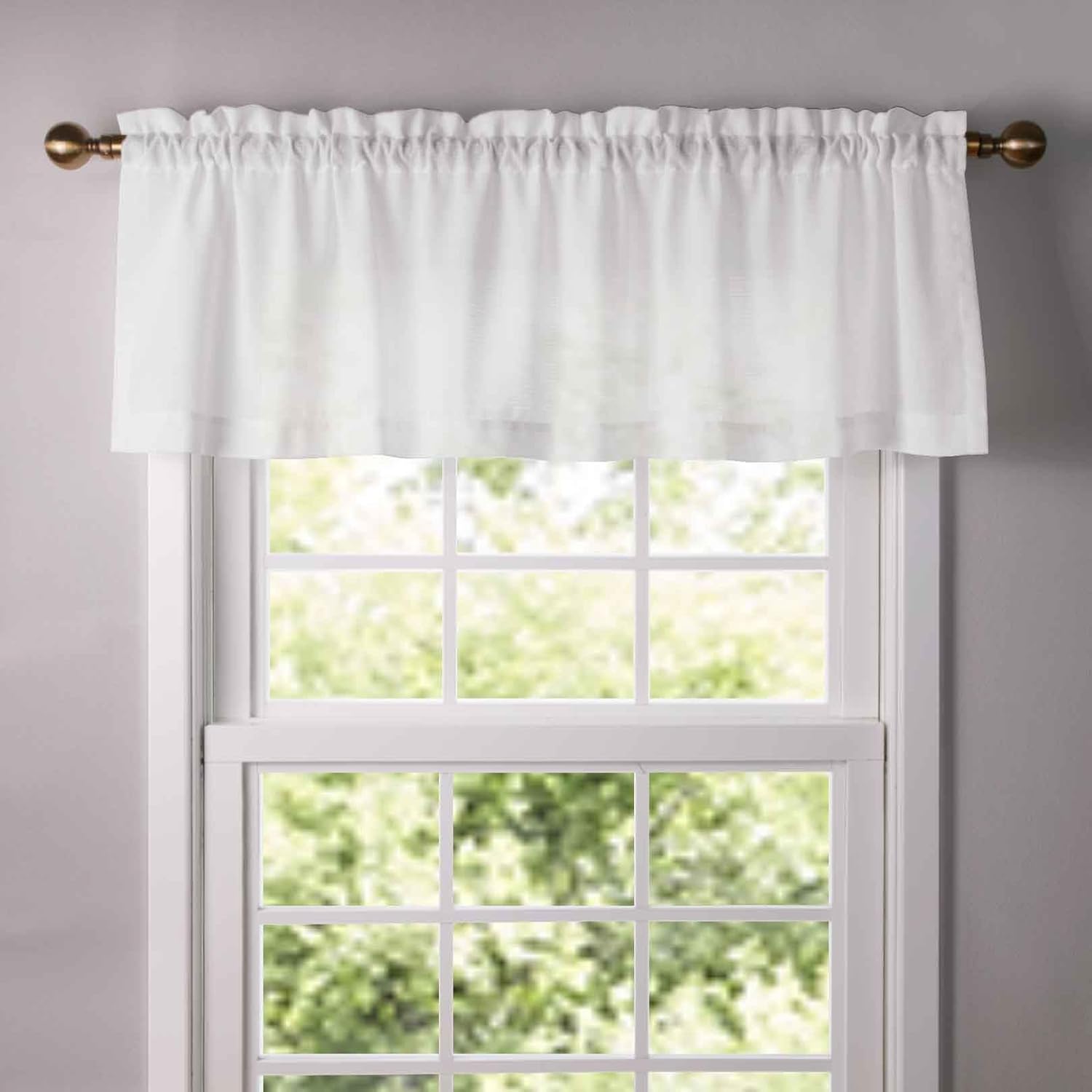 Amazon.com: 2 Pack White Valances for Windows Semi Sheer Kitchen ...