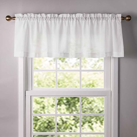 Amazon.com: 2 Pack White Valances for Windows Semi Sheer Kitchen ...