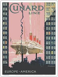 Amazon.com: Cunard Line - Europe to America - S.S. Aquitania - Vintage ...
