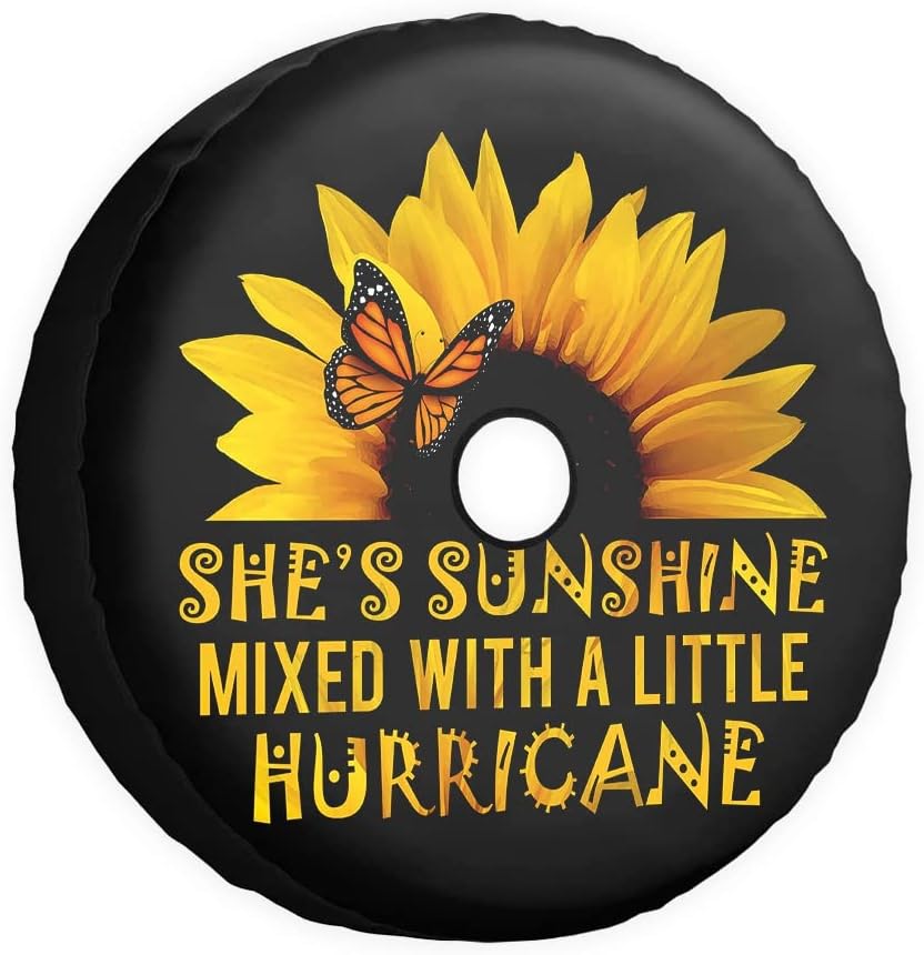 Amazon.com: Cafetime Spare Tire Cover Sunflower She's Sunshine Mixed with A Little Hurricane ...