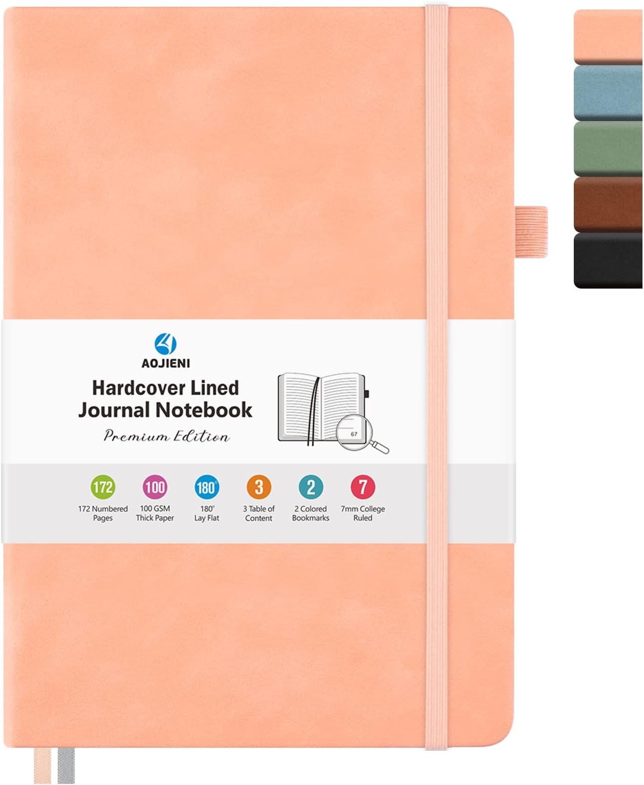 Amazon.com : Dynta Hardcover A5 Lined Journal Notebook, 7Packs Medium ...