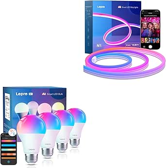 Amazon.com: Lepro Bundle - 4 Packs B1 WiFi & Bluetooth Smart Light ...