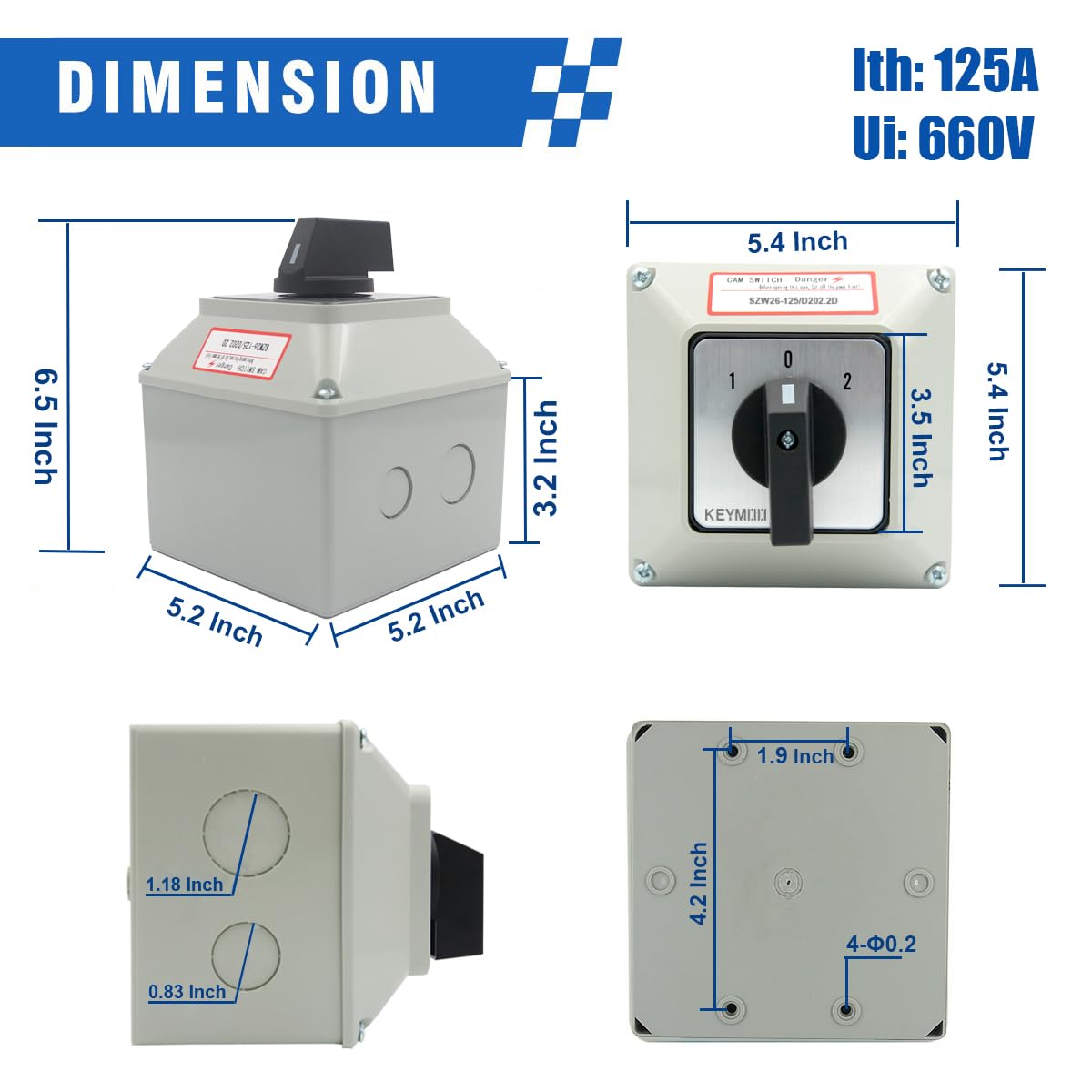 Snapklik.com : Keymoo 125A Rotary Changeover Switch