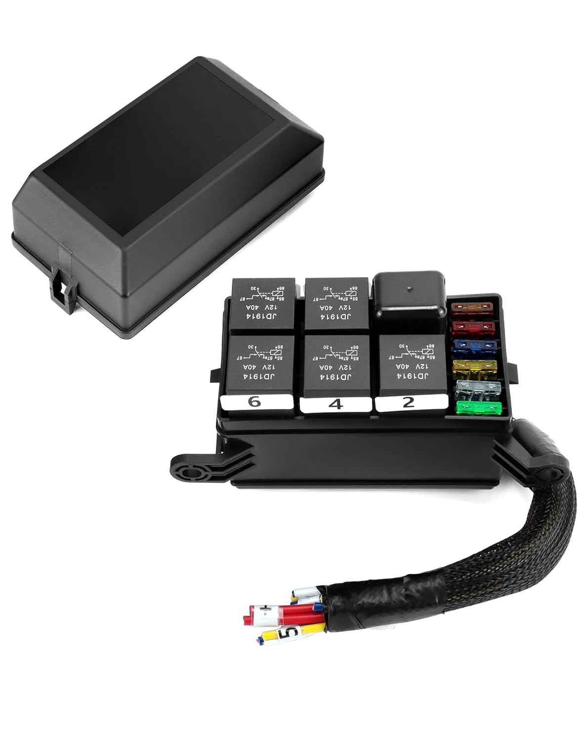 Amazon.com: QWORK 12V Waterproof Fuse and Relay Box Kit with 6 Slots ...