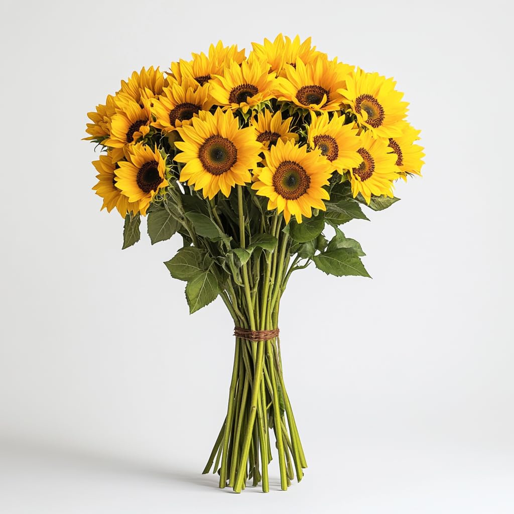 Amazon.com: GlobalRose 100 Fresh Cut Yellow Sunflowers - Beautiful ...