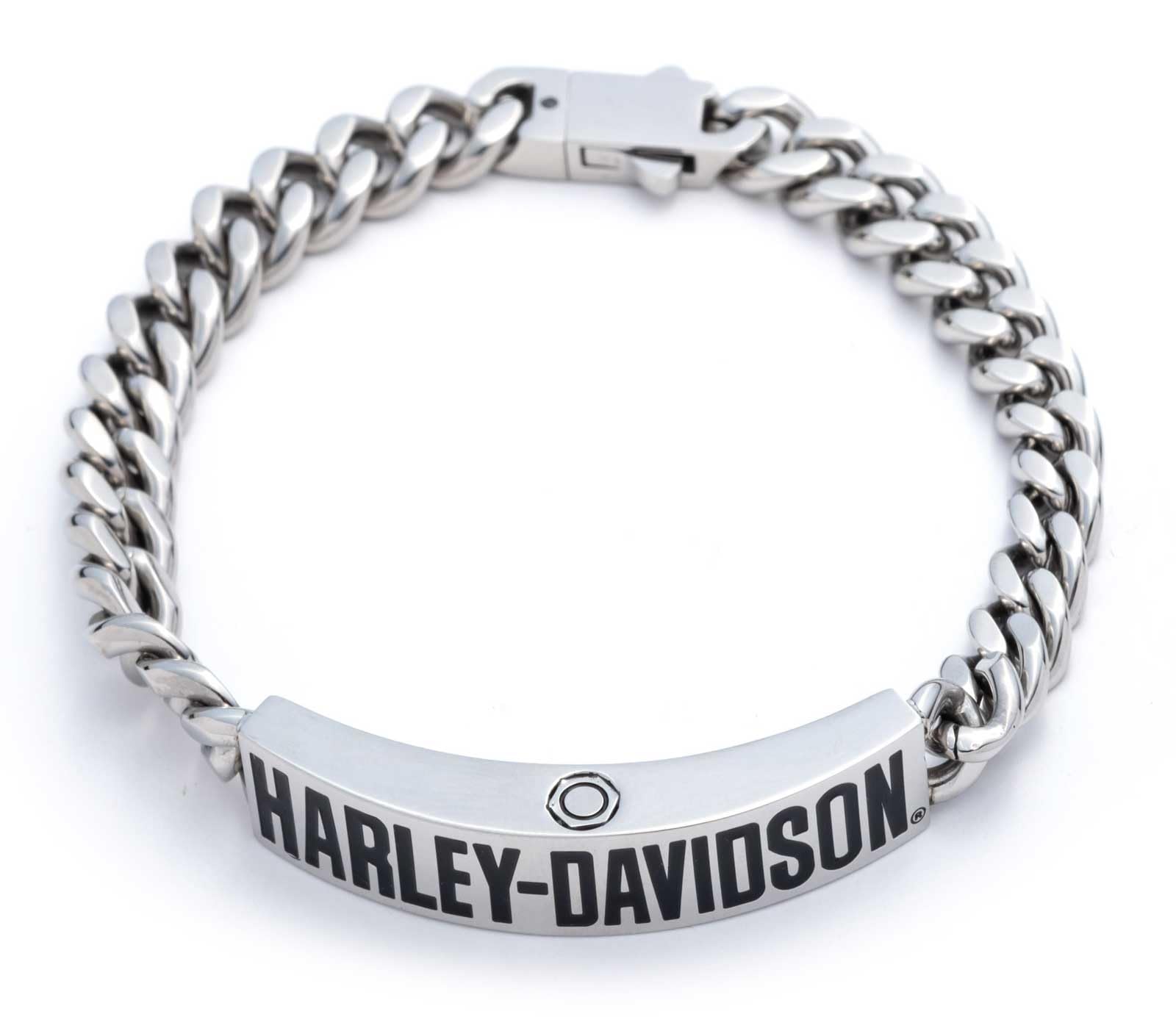 Amazon.com: Harley-Davidson Men's 9 in. H-D Logo Curb Chain Bracelet ...