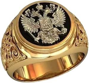 Amazon.com: QUSIIOSLK Luxury 14K Gold Plated Russian Emblem Ring for ...