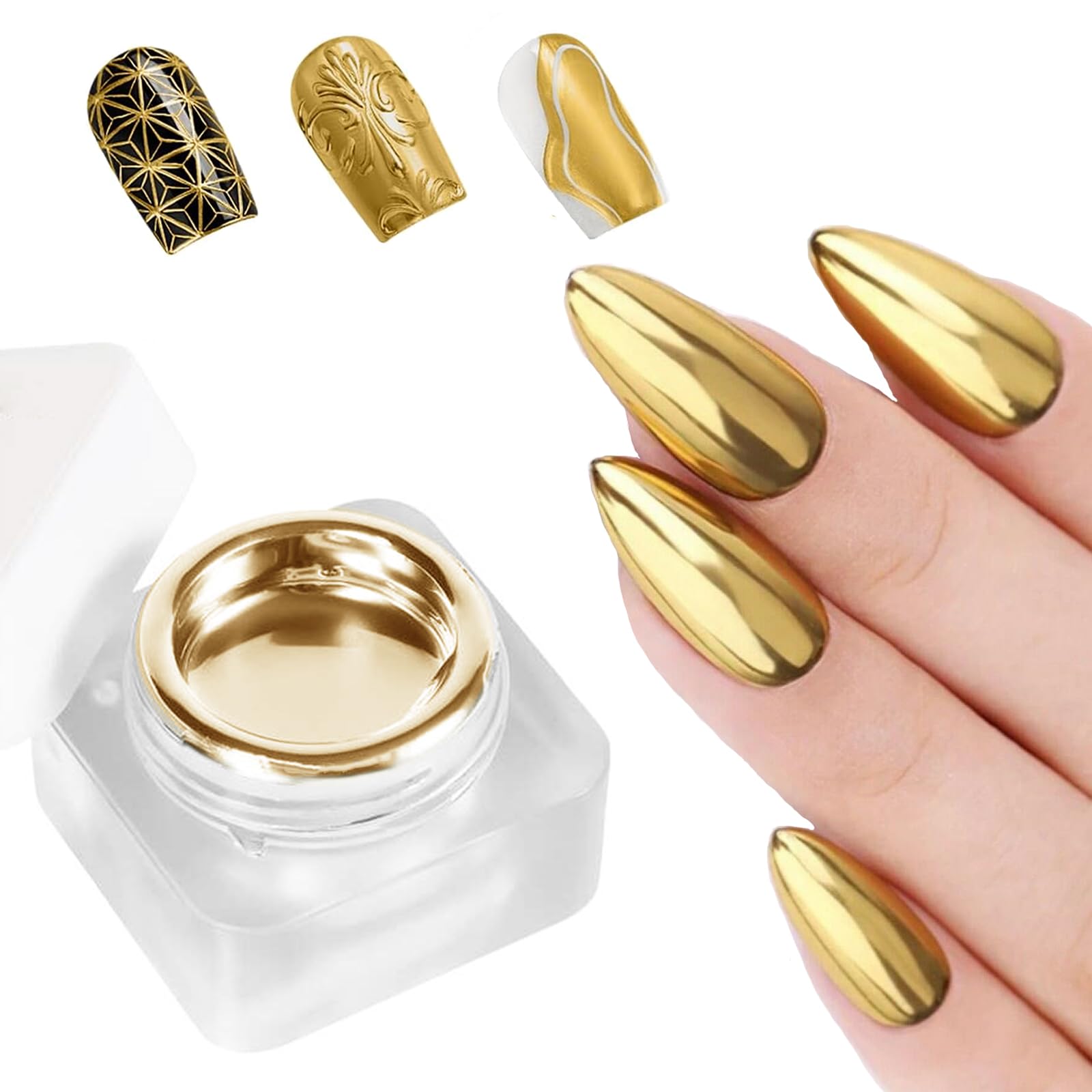 Gold Chrome Nail Polish Black Mirror Chrome Nail Powder Metallic