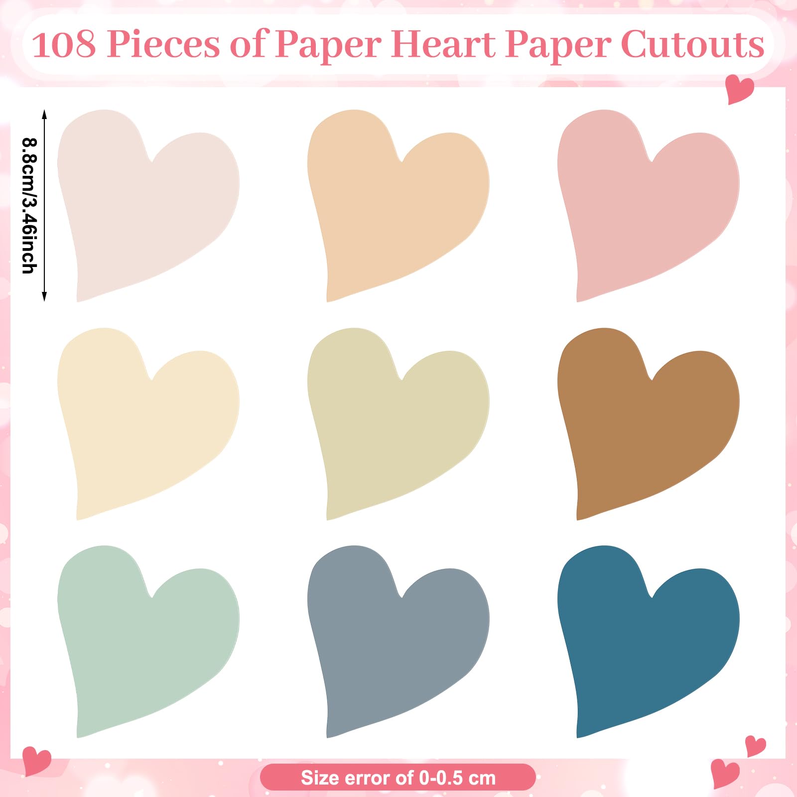 Snapklik.com : 108 Pcs Heart Cutouts Paper Boho Heart Cutouts Bulletin ...