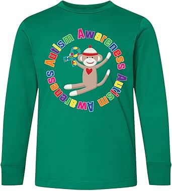 Amazon.com: inktastic Autism Awareness Sock Monkey Youth Long Sleeve T ...