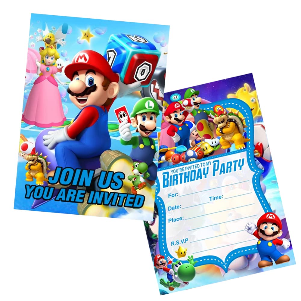 Buy 24Pcs Mario Birthday Party Invitation Cards,Mario Party Supplies ...