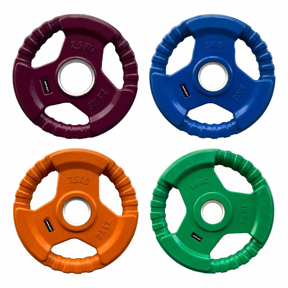 LEEWAY Color Rubber Coated Metal Integrated (50kg combo) Olympic Rubber ...