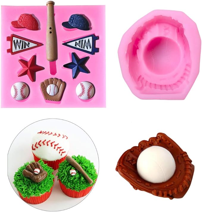 Amazon.com: 2Pcs/Set Baseball Fondant Mold for Cake Cupcake Decorating ...