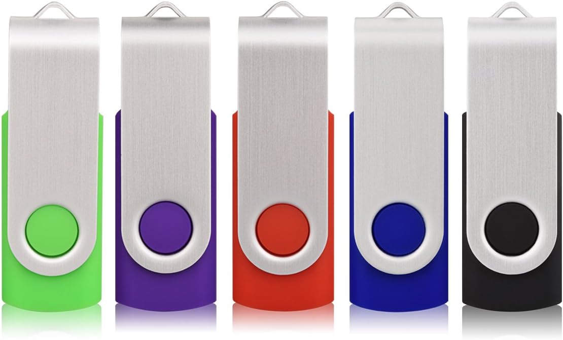 RAOYI 5 Pack 64GB USB Flash Drive USB 2.0 Memory Stick Swivel USB Stick ...