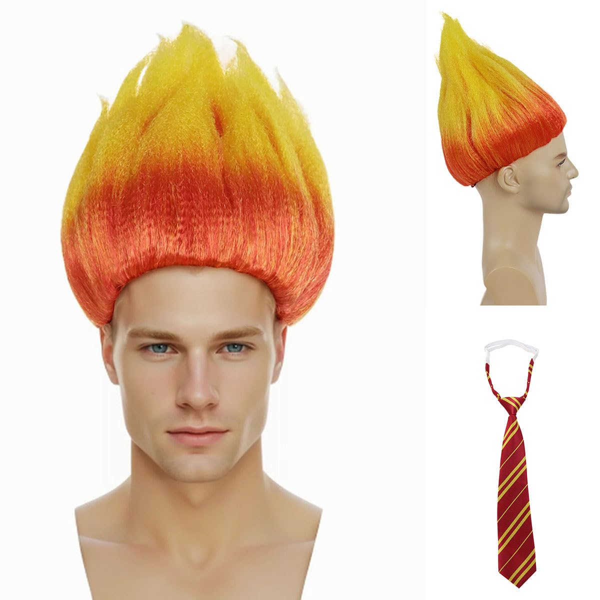 Amazon.com : GNIMEGIL Anger Wigs with Tie Cosplay Heat Miser Halloween ...