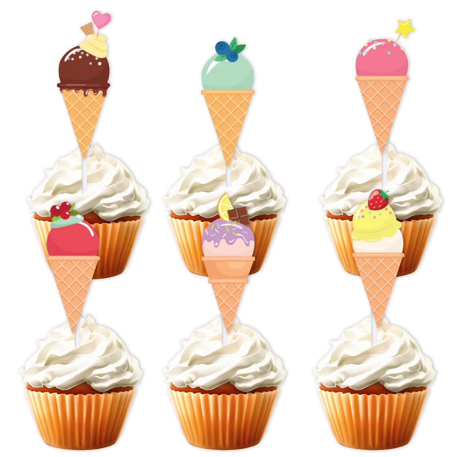 Amazon.com: 18pcs Colorful Glitter Ice Cream Dessert Cupcake Topper Hot ...