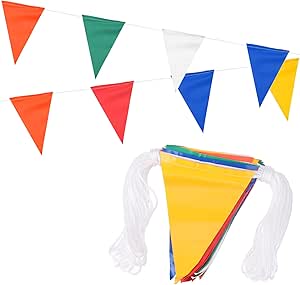 Amazon.com: PATIKIL 100ft Pennant Banner Flags, Warning Flagging Banner ...