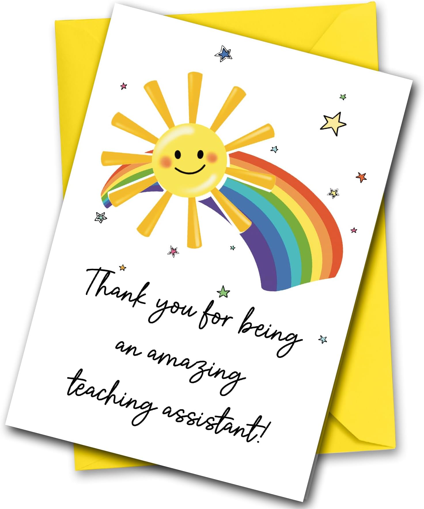 Teacher Thank You Card from Kids - Cute Rainbow Sun with Smile - Thank ...