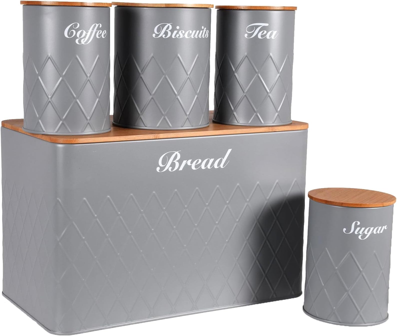 6PC Rectangular Kitchen Storage Set: Bread Bin, Biscuit Tin, Egg Basket ...