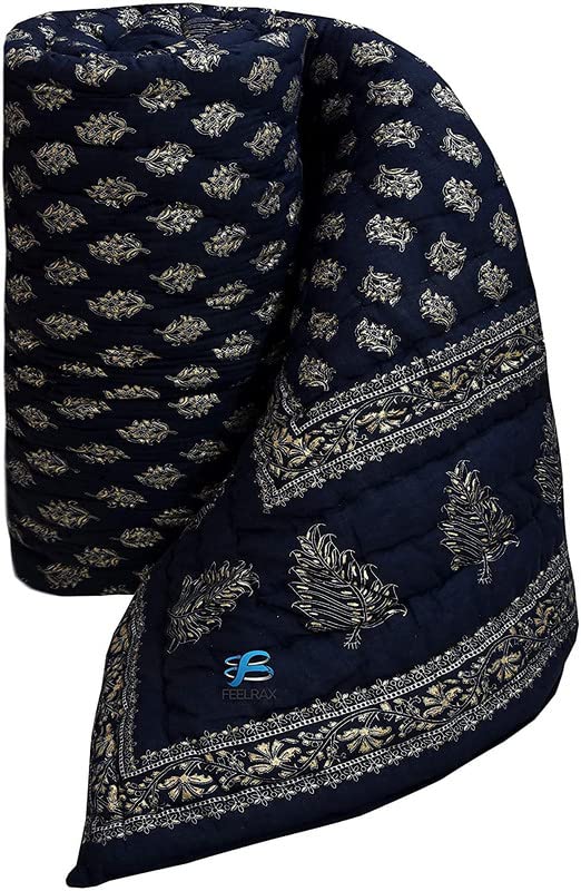Buy BRULD Jaipuri Razai Rajasthani Traditional Golden Printed Hand ...