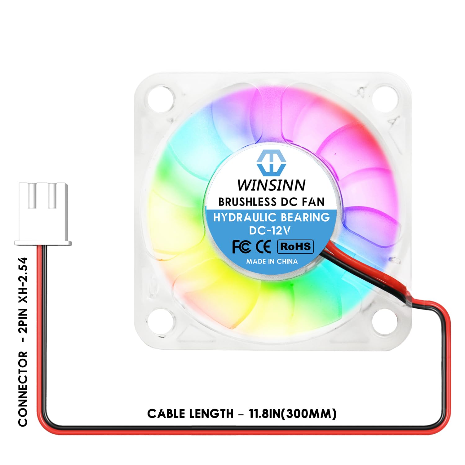Snapklik.com : WINSINN 50mm RGB Fan 12V, LED Colorful Micro 24 Volt ...