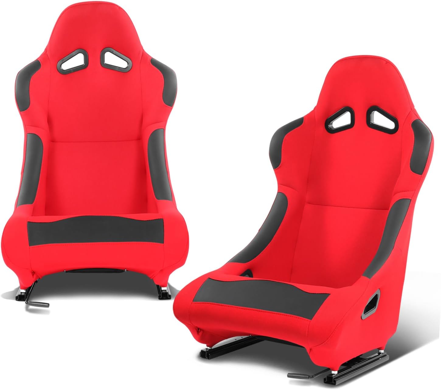 Amazon.com: DNA MOTORING Pair of Universal Fixed Back Racing Seats with ...