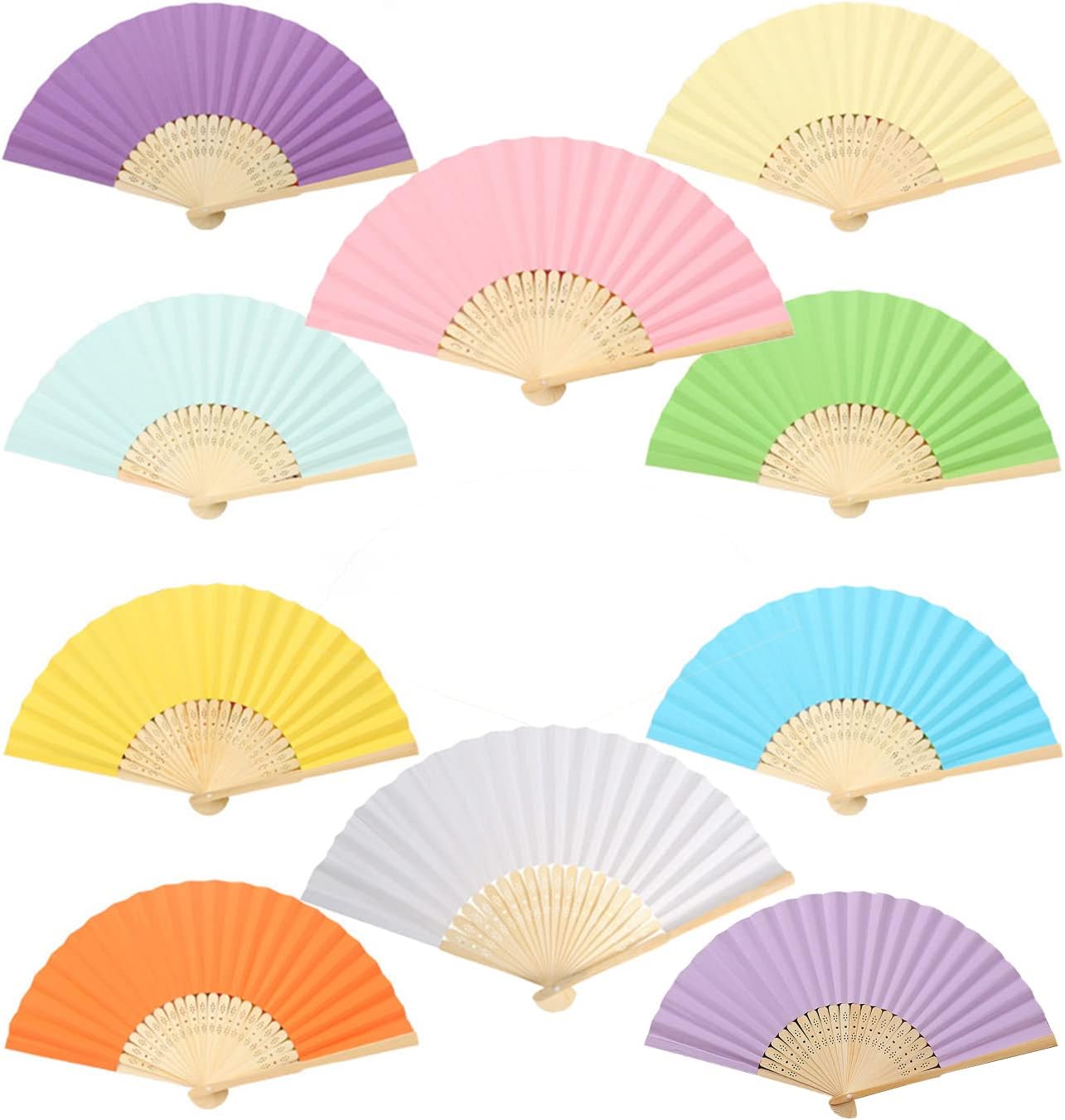 Didilor Folding Fans 6Pcs Paper Fans hand fan folding Bamboo Handheld ...