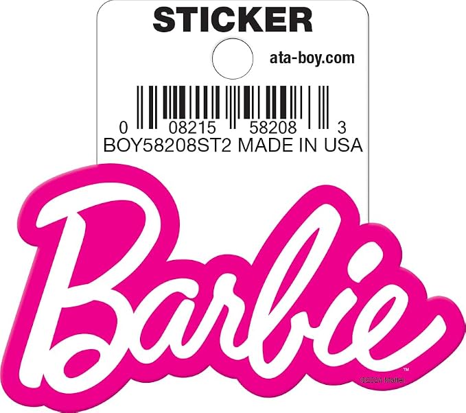 Amazon.com: Ata-Boy Barbie Logo White Pink Outline Die Cut 3" Vinyl ...