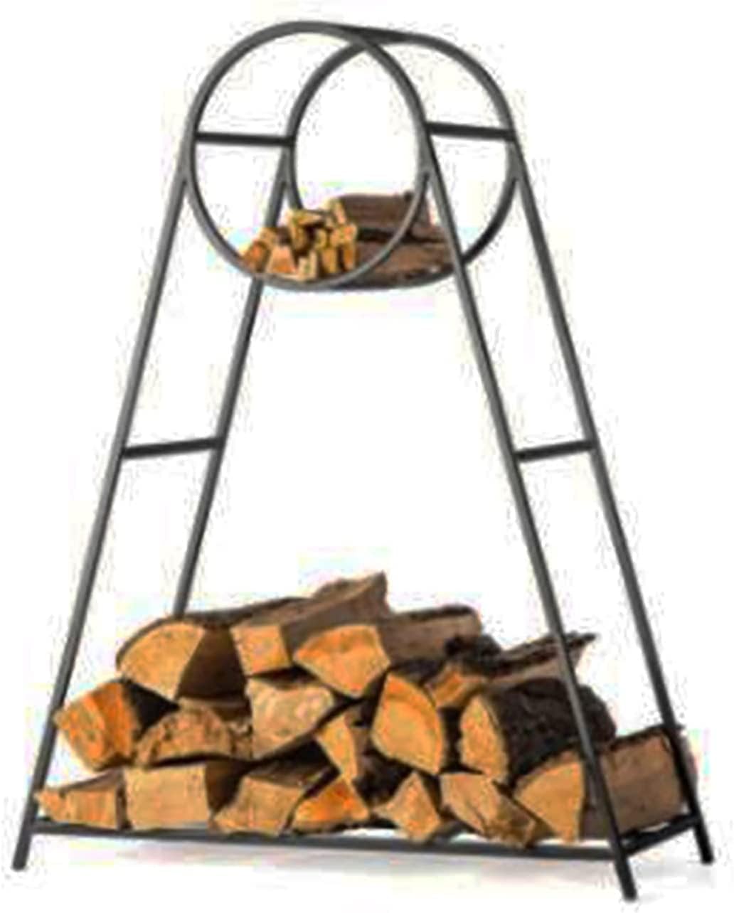 Amazon.com : IKASNA Firewood Rack Round Firewood Rack Stand, Black ...