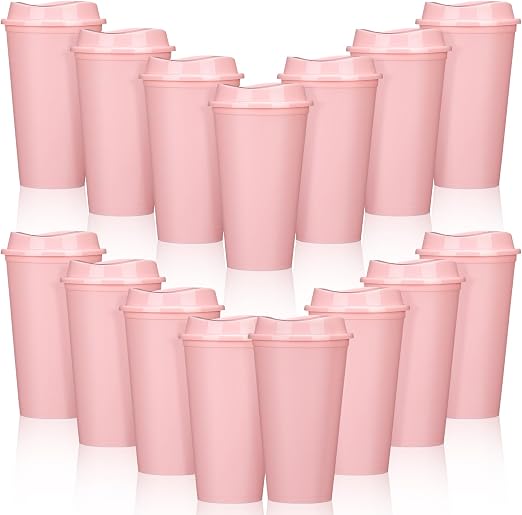 Amazon.com | Domensi 15 Pack Reusable Coffee Cups with Lids 16 oz ...