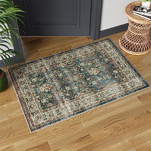 Amazon.com: jinchan Floral 2x3 Rug for Entryway - Vintage Washable Area ...