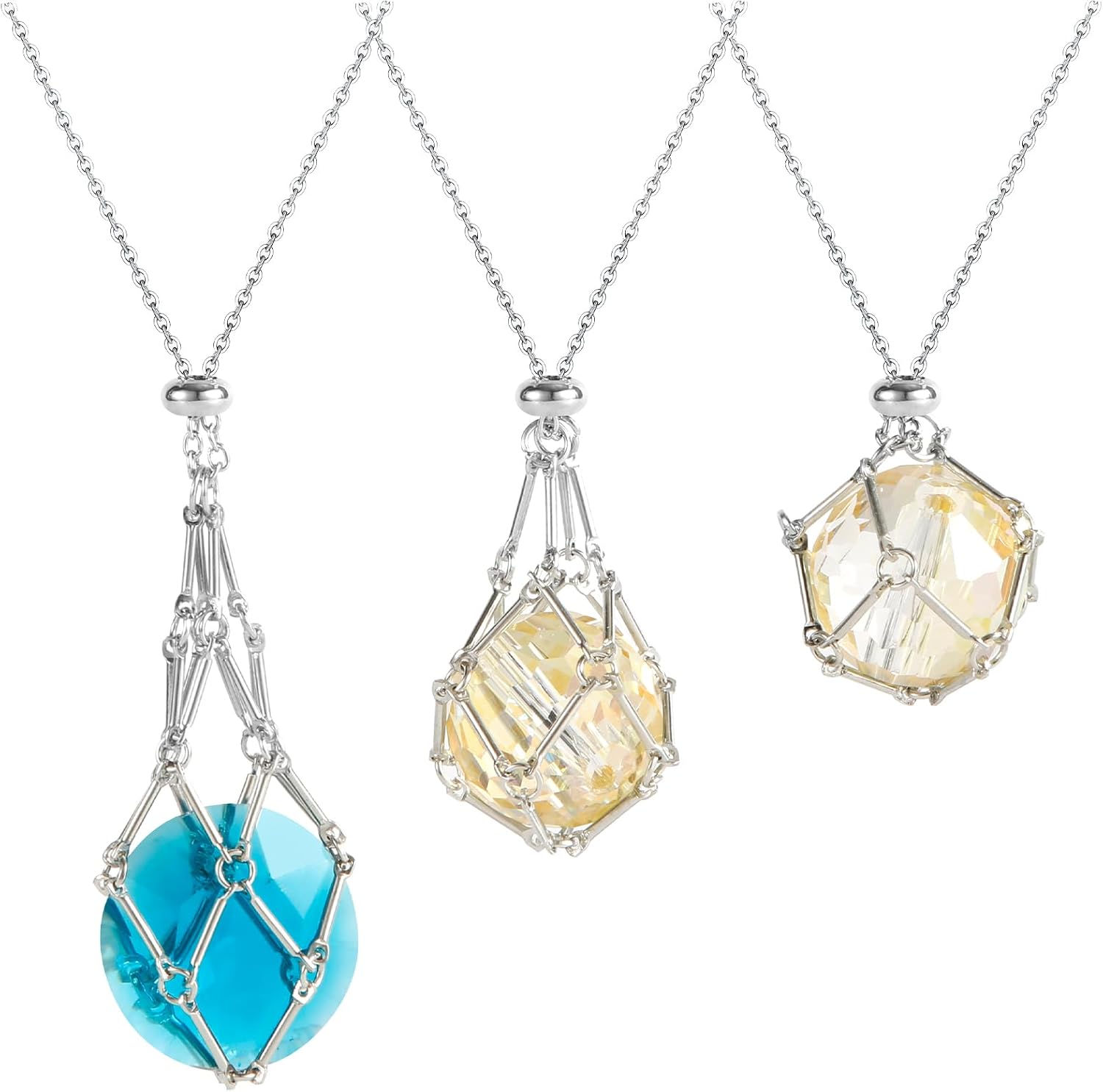 3pcs Empty Stone Holder Necklaces, Crystal Stone Holder Necklace ...