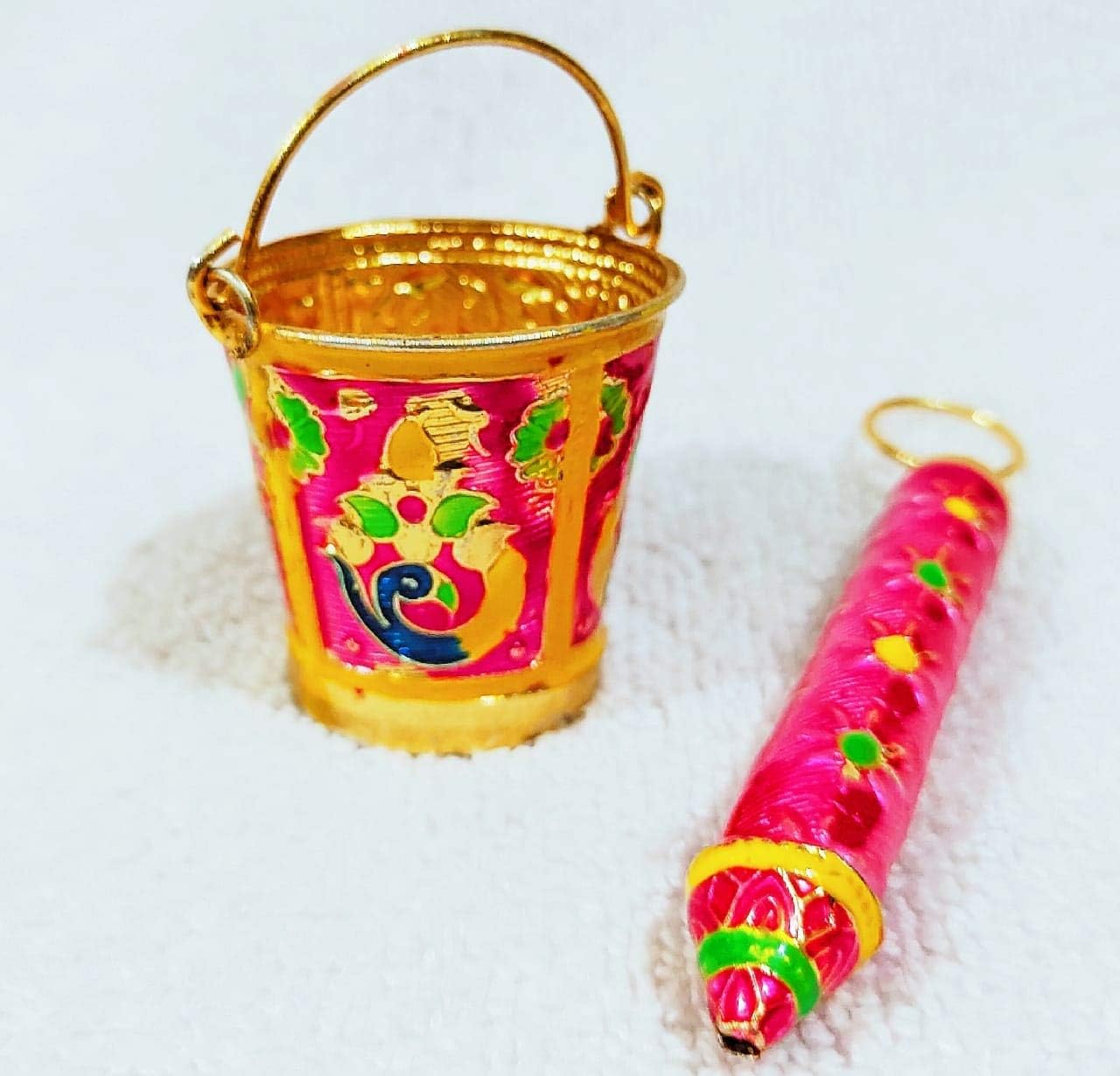 Amazon.com: Metal Meenakari Holi Bucket and Pichkari/Pichakari Set for ...