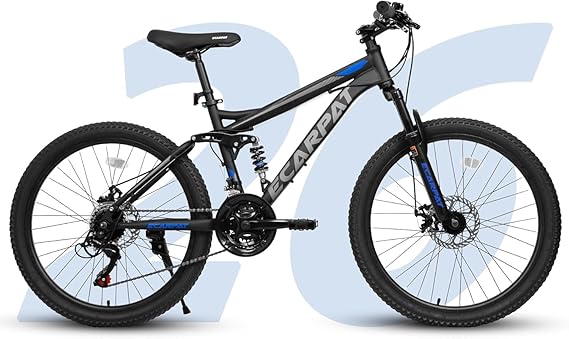 Amazon.com : Ecarpat Full Dual Suspension 26 Inch Mountain Bike, 21 ...