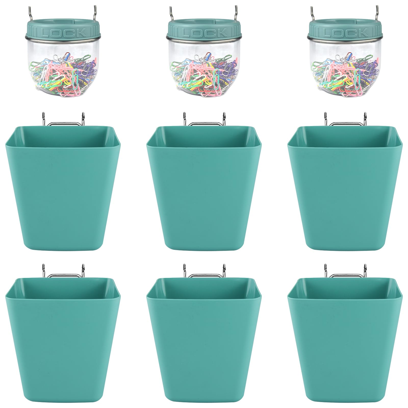 Amazon.com: 9 Pack Peg Board Organizer - 3 Clear Jars & 6 Green Cups ...