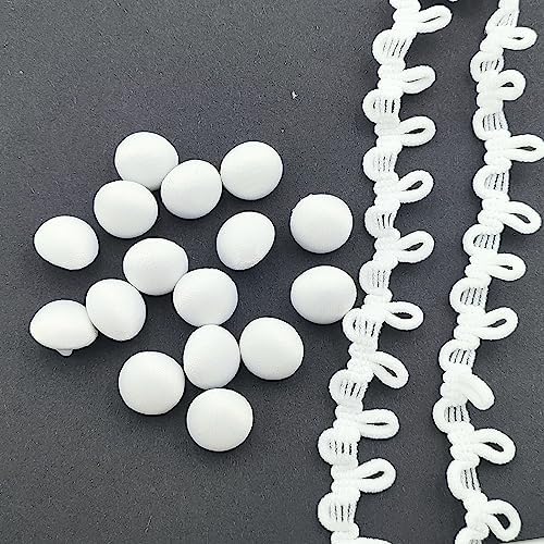 Amazon.com: YOOGCORETT 30pcs White Satin Cloth Buttons Fabric Covered ...