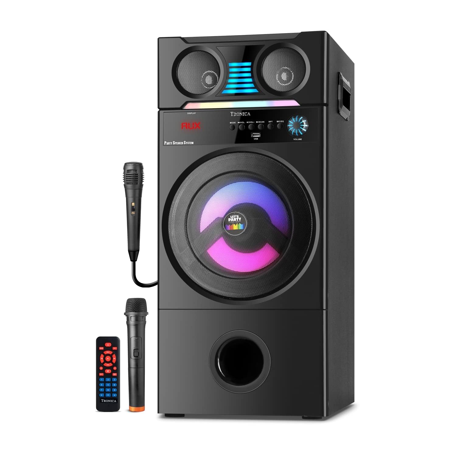 TRONICA Premium Series PS-02 MOGAMBO Wooden 130W Party DJ Home Theater System with 2 Karaoke ...