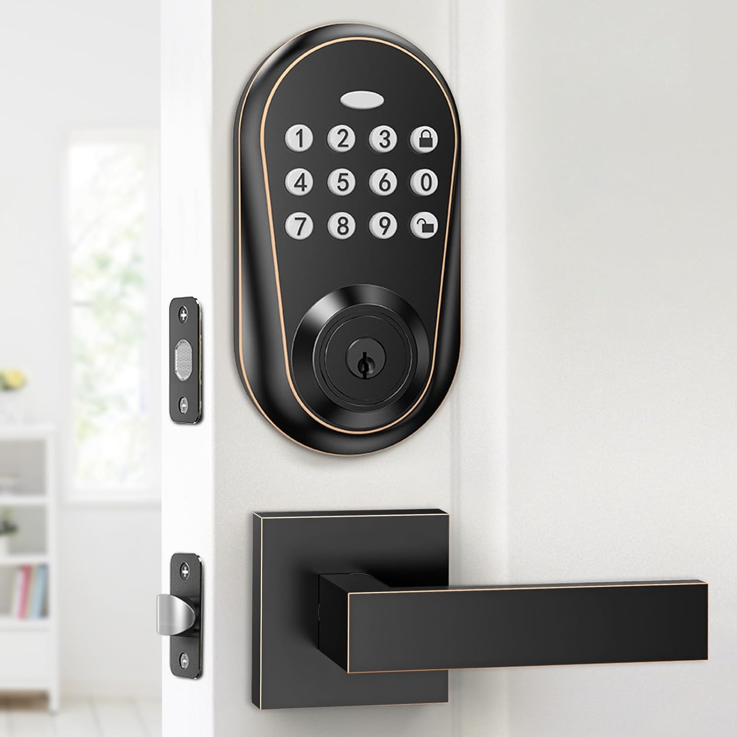 IRONZON Keyless Entry Door Lock with Door Handles, Electronic Door Lock ...