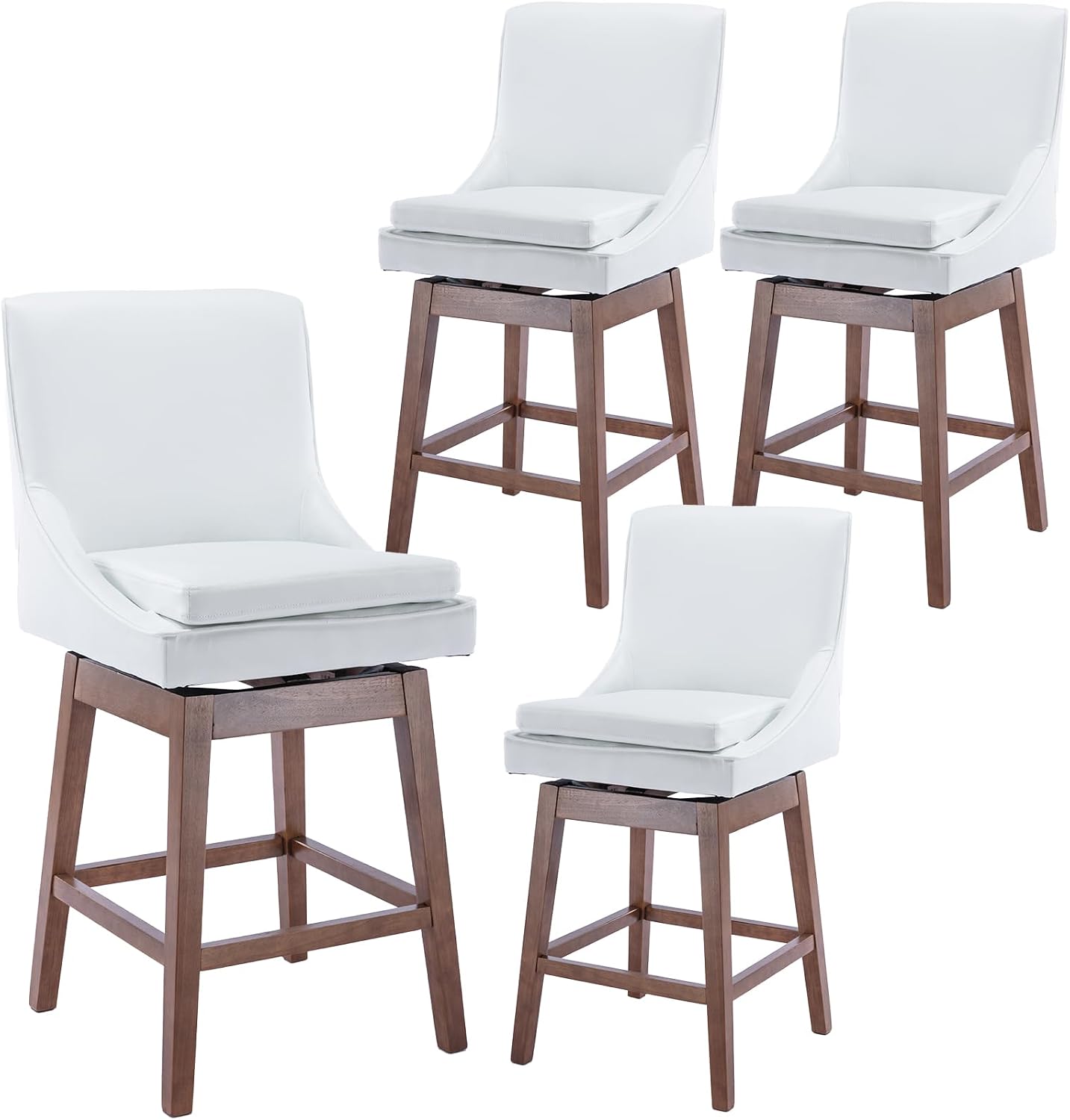 Amazon.com: LZAREAL Counter Height Swivel Barstool Set of 4 Faux Fur ...