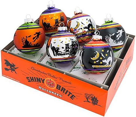 Amazon.com: Shiny Brite Halloween Signature Flocked Ombre Ornaments ...