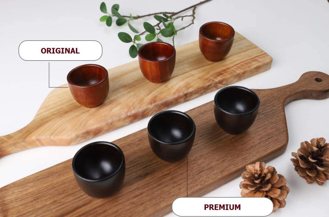 Korean Traditional Handmade lacquered OTTCHIL Wood Sake Soju Tea Cup 2 ...