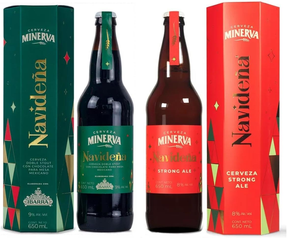 Duo Pack Cerveza Minerva Colección Navideña 650 Ml : Amazon.com.mx ...